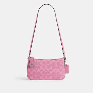 Coach Penn Shoulder Bag In Signature Canvas - Silver/Vivid Pink